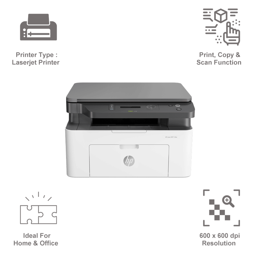 Buy HP Laser 136w Wireless Black & White Multi-Function Laserjet Printer (Apple AirPrint, 4ZB86A ...